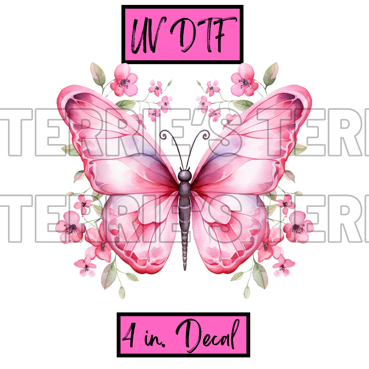Pink Butterfly Decal – Terrie's Tumblers